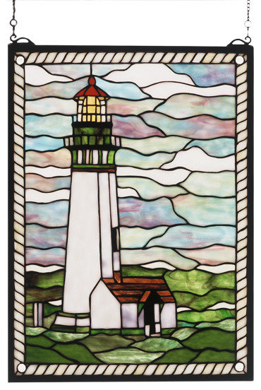 15"W X 20"H Yaquina Head Lighthouse Stained Glass Window - Victorian ...