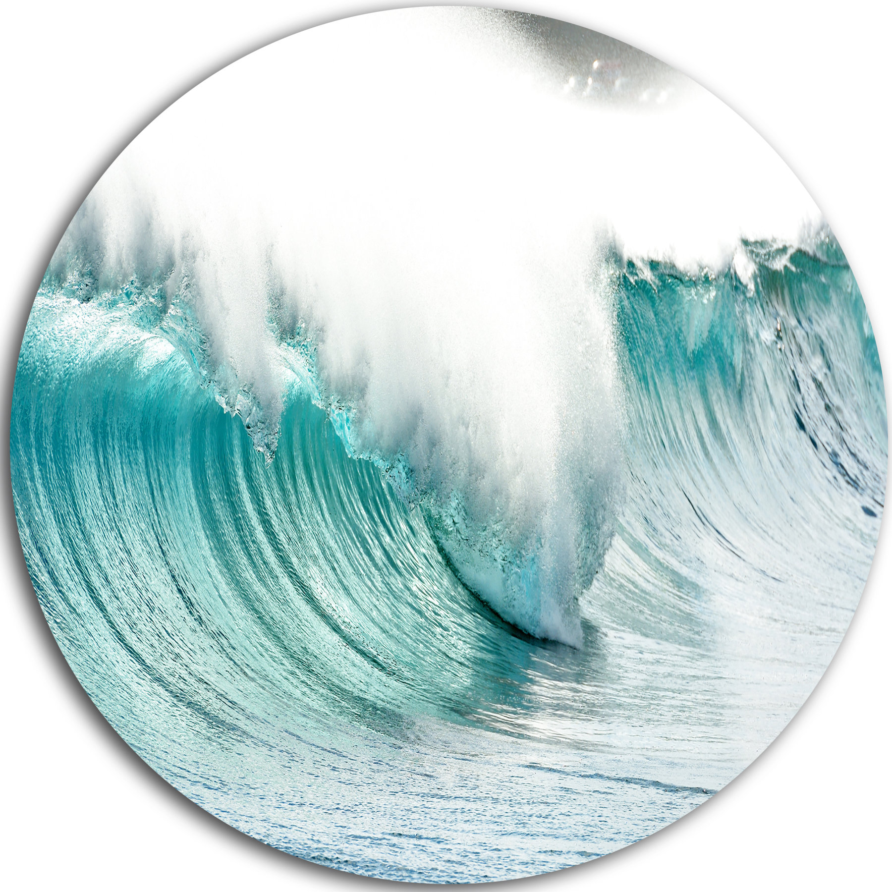 Designart - Massive Blue Waves Breaking Beach' Seashore Metal Circle ...