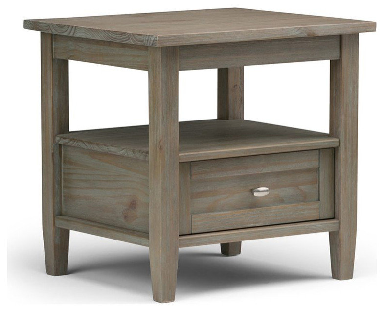 Simpli Home Warm Shaker Wood 20" Rectangle Transitional End Side Table in Black - Farmhouse ...