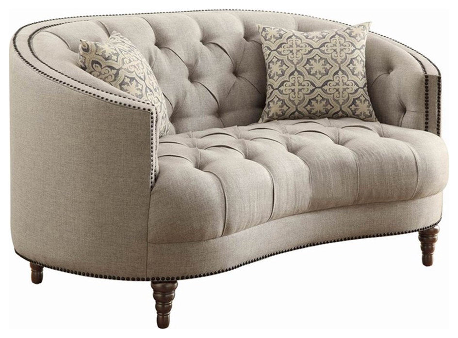 Pemberly Row 2-Piece Sloped Arm Upholstered Fabric Sofa Set in Gray ...