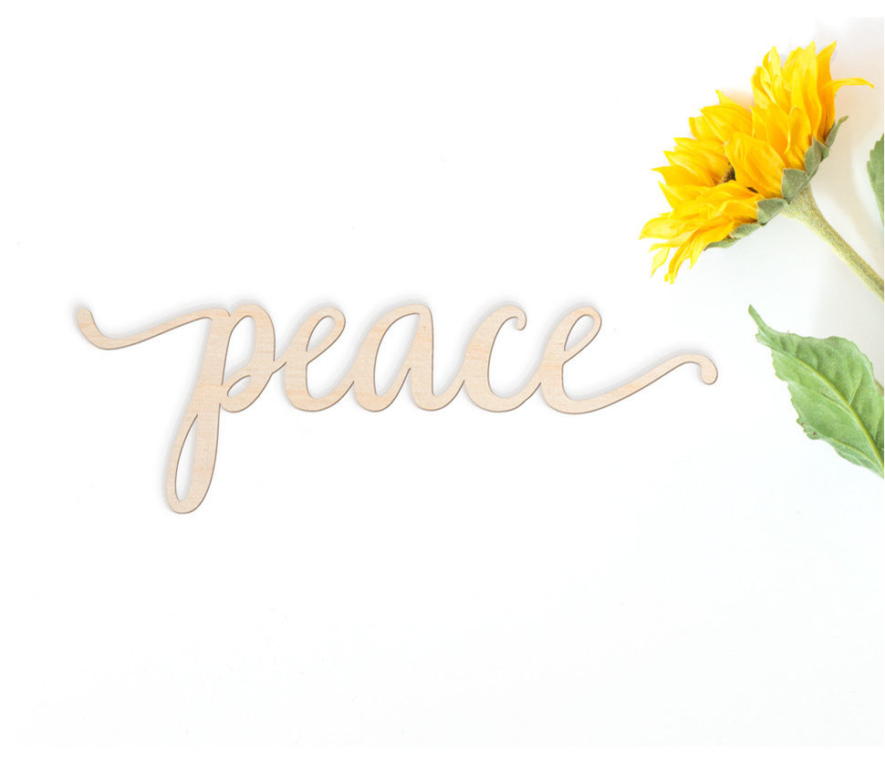 Peace Script Word Wood Sign, 18"x6" - Contemporary - Novelty Signs - by ...