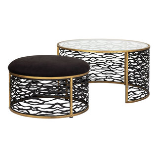 Kato Nesting Coffee Table and Ottoman Havana Gold/Carbon - Contemporary ...
