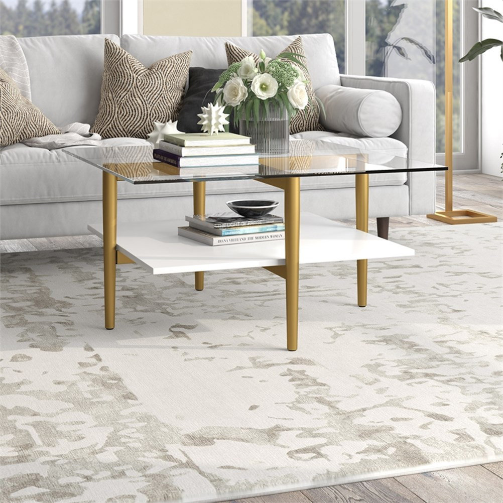 Henn&Hart 32" Gold/White Coffee Table - Midcentury - Coffee Tables - by ...