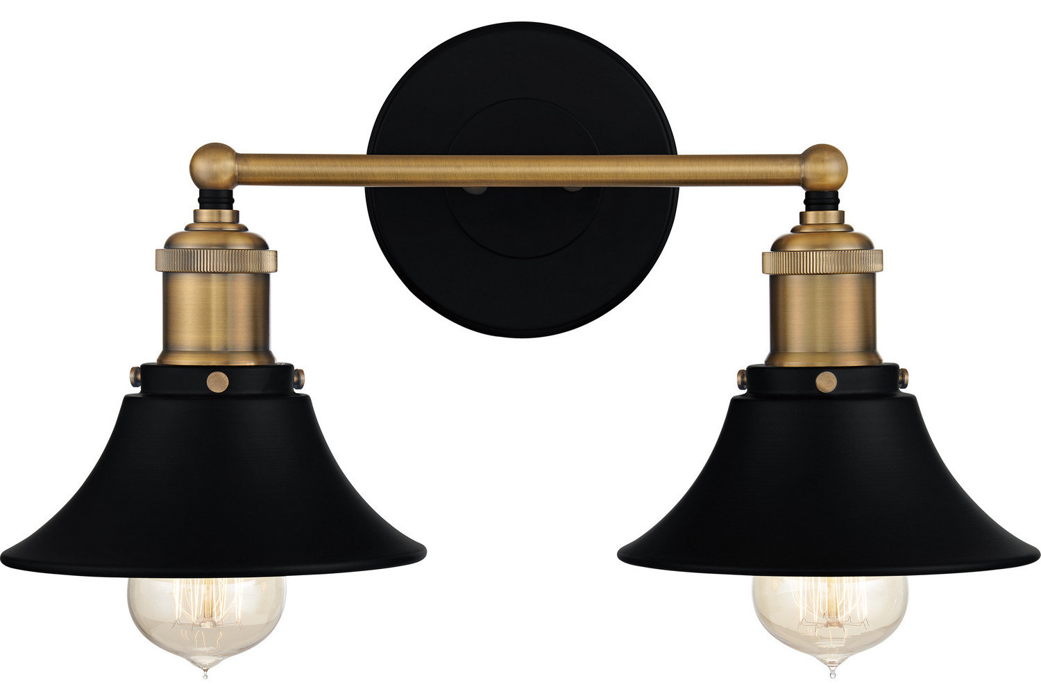 Trafalgar Two Light Bath, Matte Black - Industrial - Bathroom Vanity ...