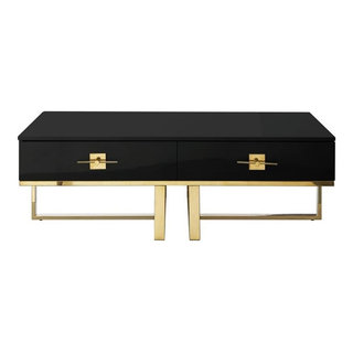 Posh Living Mano 2-Drawers Stainless Steel Base Coffee Table - White ...