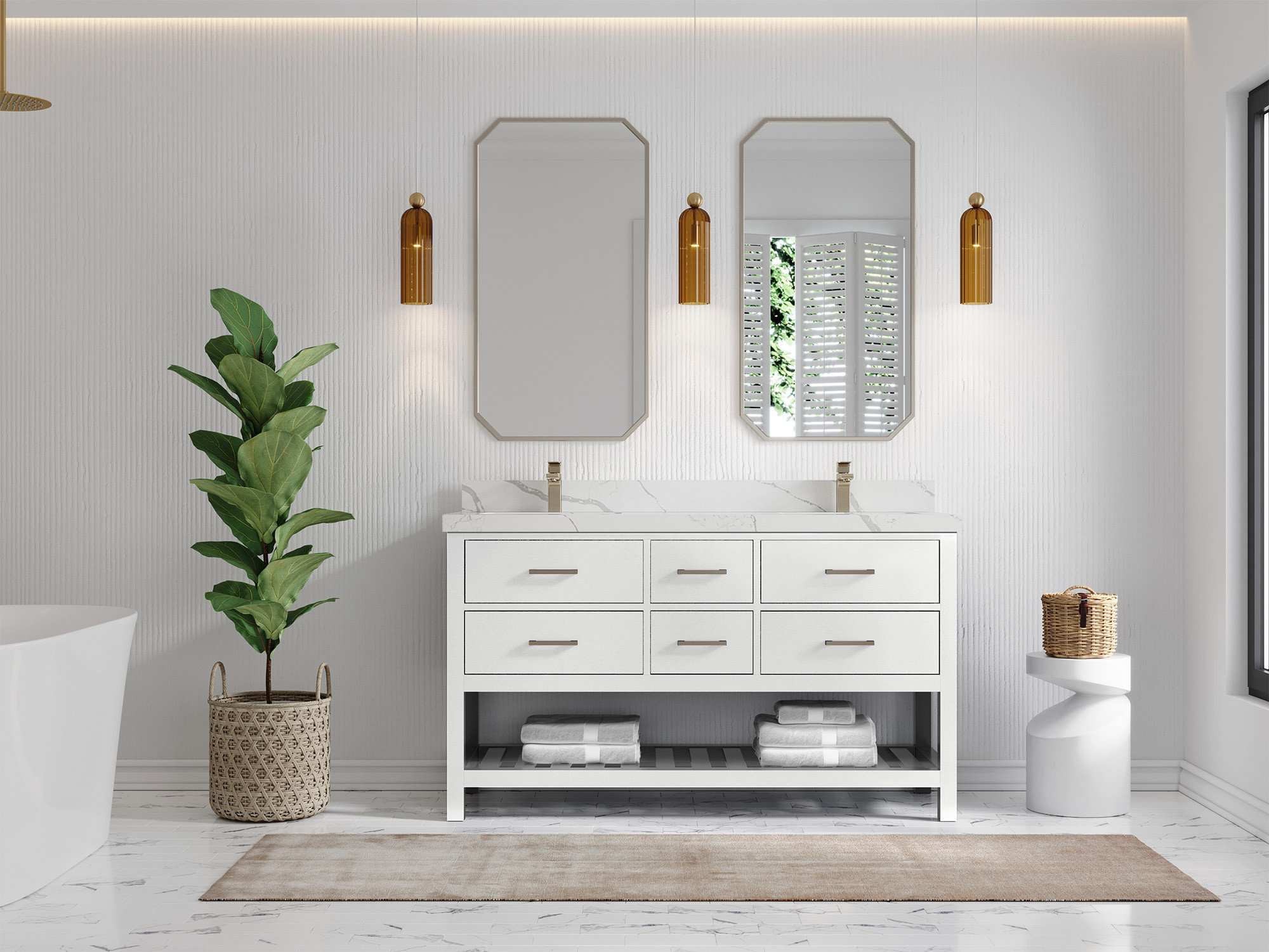 Willow Collections Parker Bathroom Vanity, 60" Double - Transitional ...