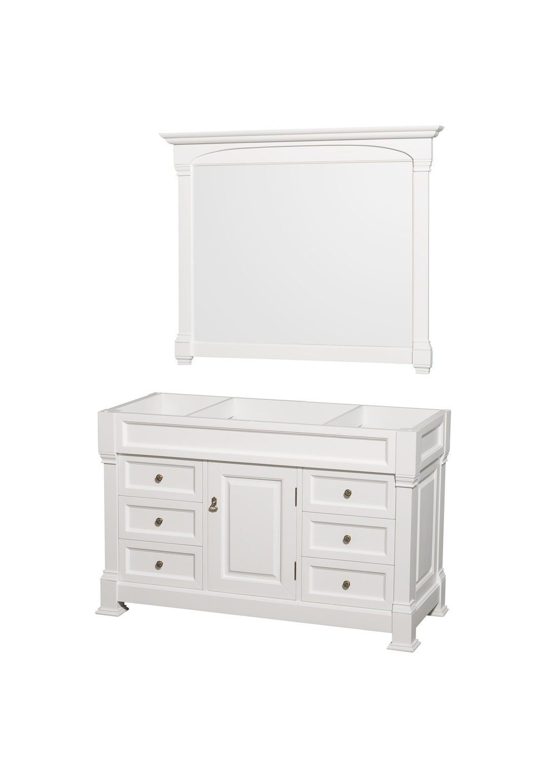 55 Inch Single Bathroom Vanity in White - Traditional - Bathroom ...