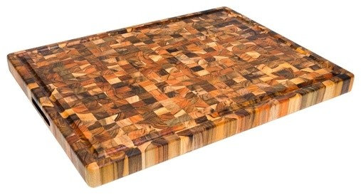TeakHaus End Grain Teak 24x18 Inch Butcher Board with Juice Groove ...