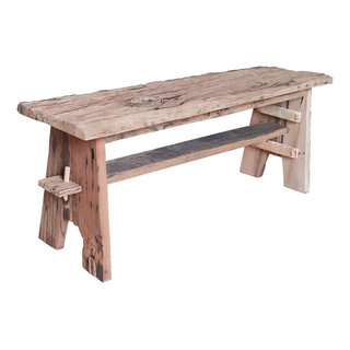 Rustic Outdoor Bench, Natural - Rustic - Outdoor Benches - by Lighting ...