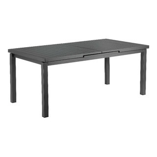 Pangea Home Miami 30x95" Modern Aluminum Extension Table in Gray Finish ...