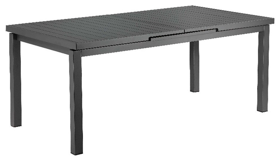 Pangea Home Miami 30x95" Modern Aluminum Extension Table in Gray Finish ...