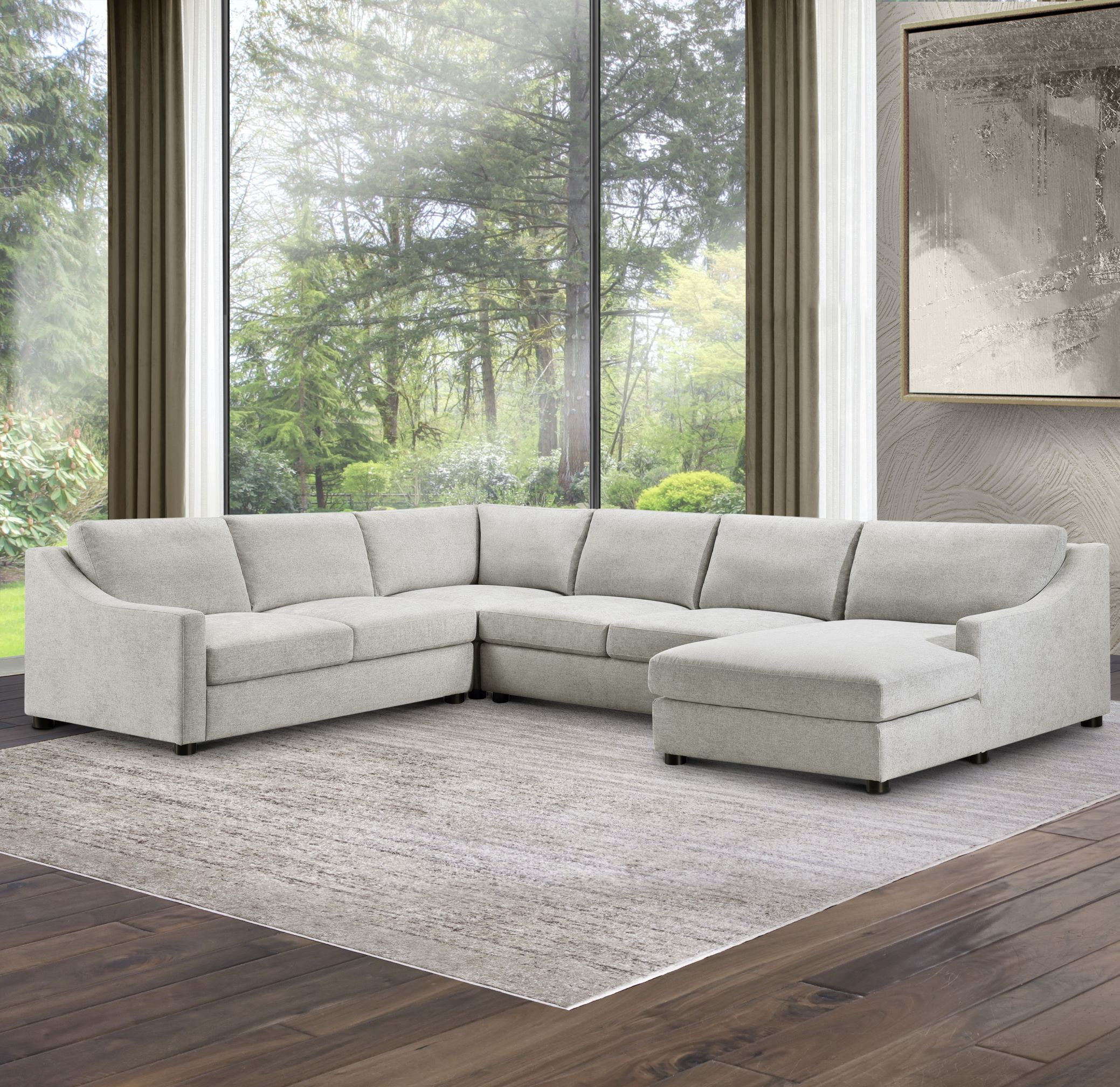 Garcelle 4 Piece Stain-Resistant Fabric Sectional - Transitional ...