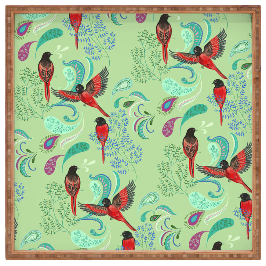 Deny Designs Pimlada Phuapradit Scarlet Minivet Square Tray, Medium ...