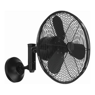 Bellows IV Indoor/Outdoor 14" Wall Fan, Flat Black - Contemporary ...