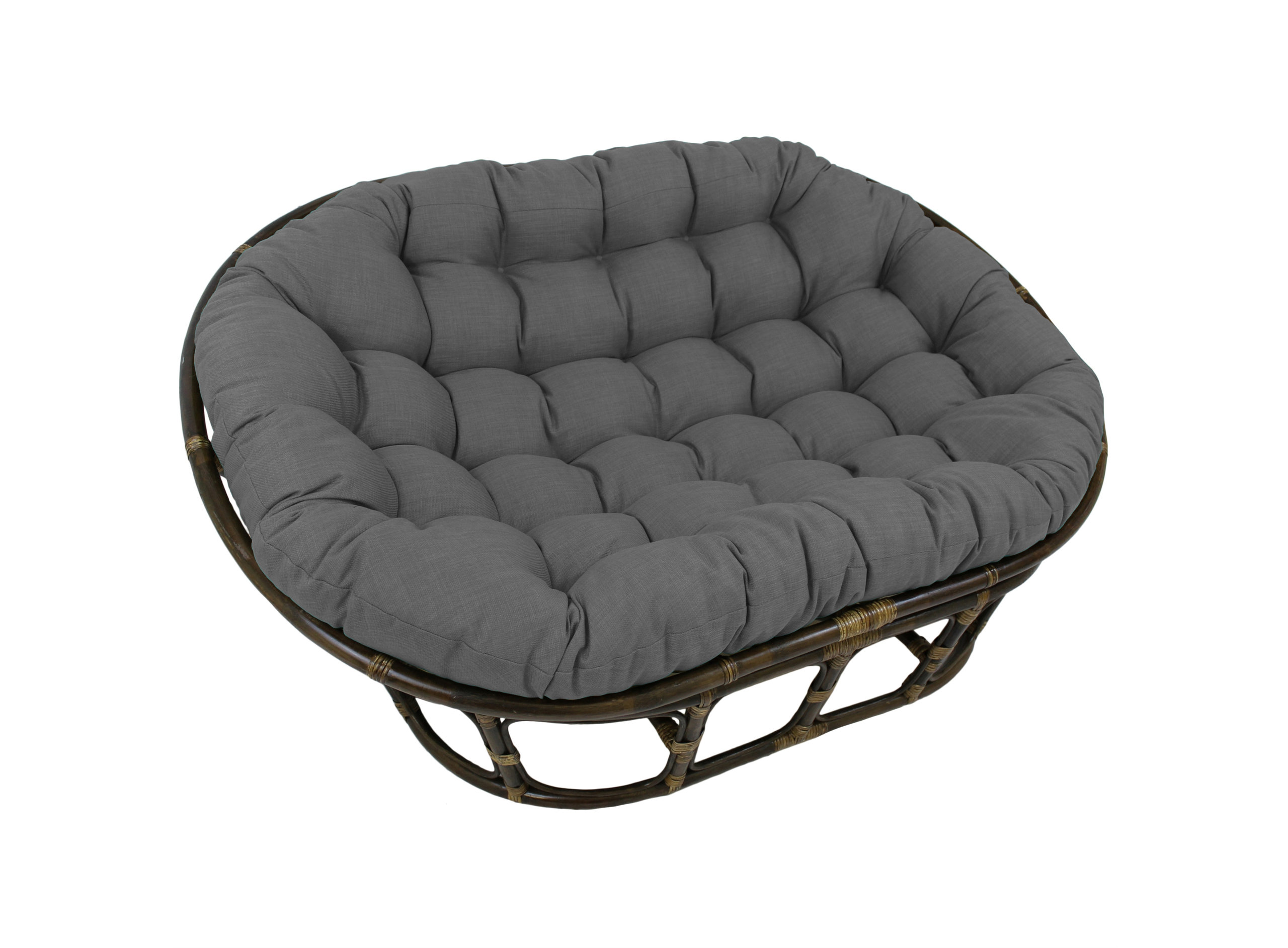 65"X48" Solid Outdoor Spun Polyester Double Papasan Cushion, Cool Gray ...