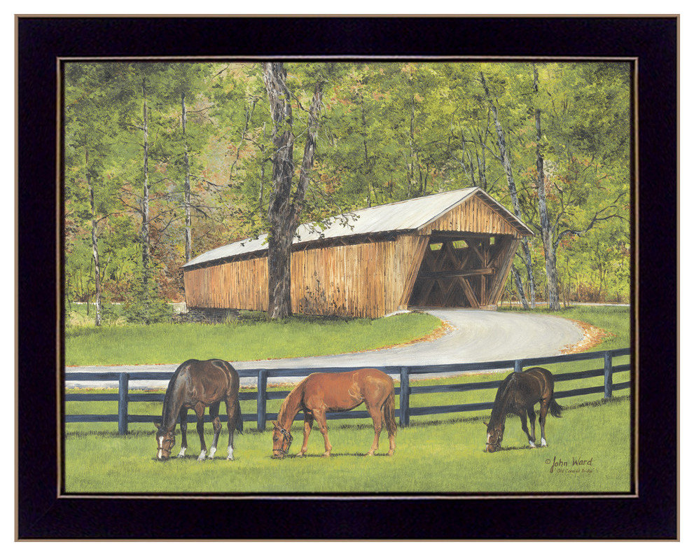 "Old Covered Bridge" by Ed Wargo, Printed Framed Wall Art - Farmhouse ...