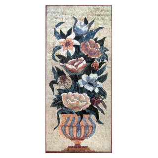 Mosaic Art, The Roman Flower Pot, 24" x 55" - Traditional - Tile Murals ...