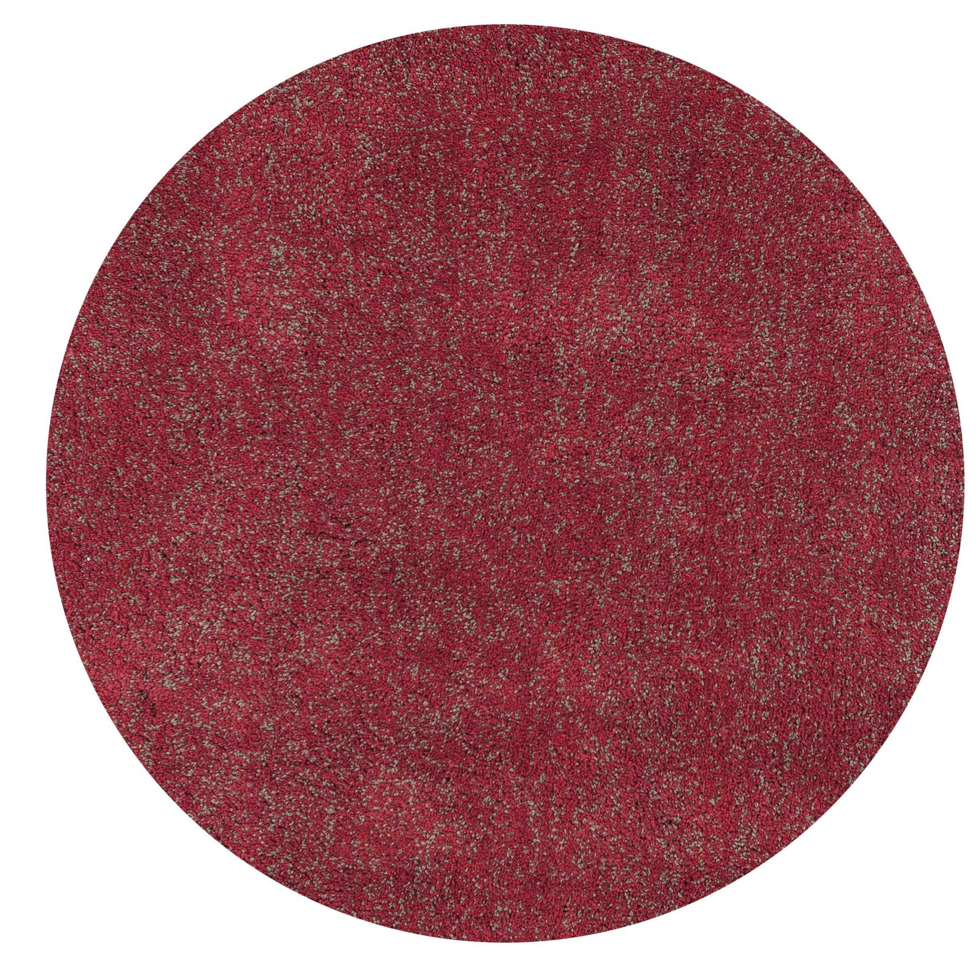 HomeRoots 6' Red Heather Hand Woven Round Indoor Shag Area Rug ...