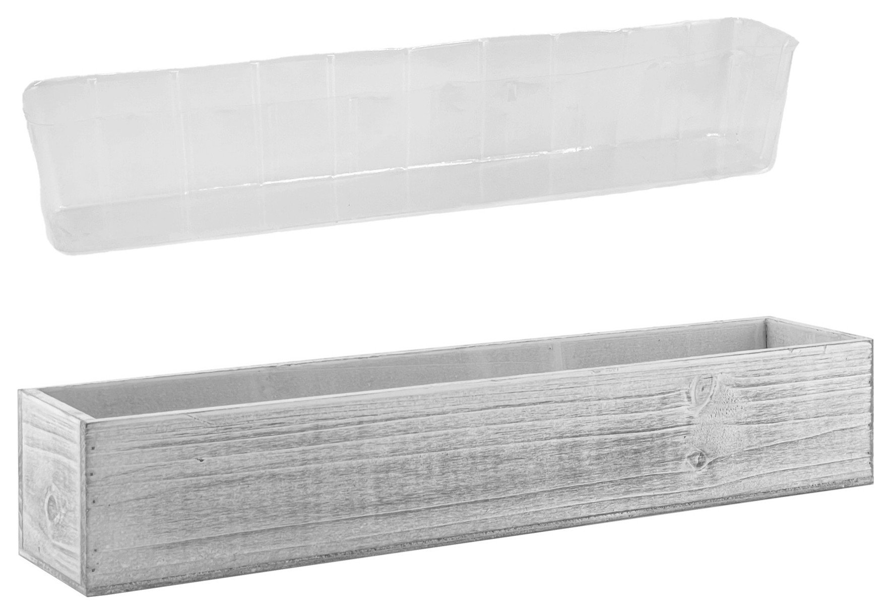 Natural Wood Rectangle Planter Box w/ Removable Plastic Liner 5"x22"x4 ...