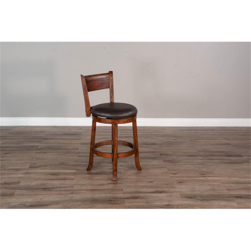 Sunny Designs Tuscany 24" Wood Swivel Barstool in Medium Brown (Set of ...