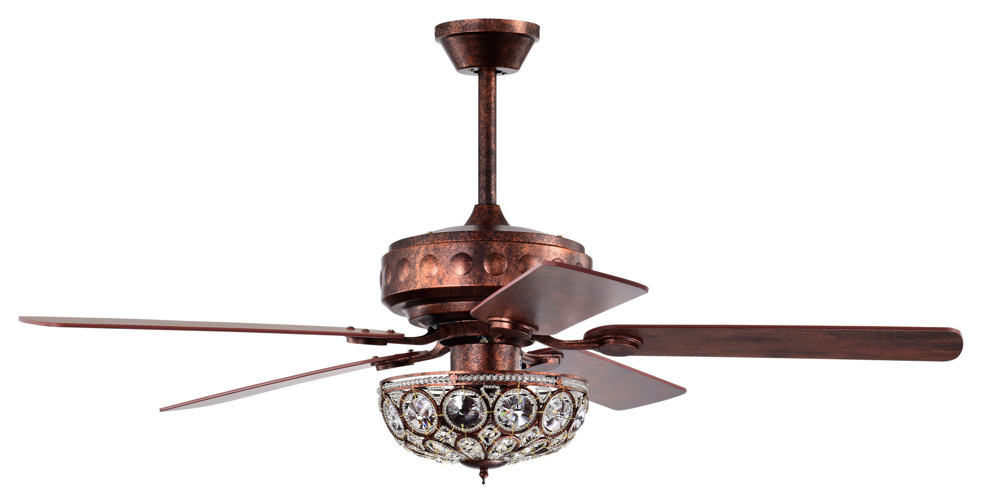 Jasiah 52 in. 3-Light Indoor Antique Copper Finish Ceiling Fan with ...