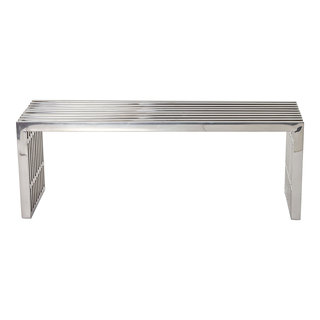 Modern Contemporary Living Room Medium Metal Bench Silver ...