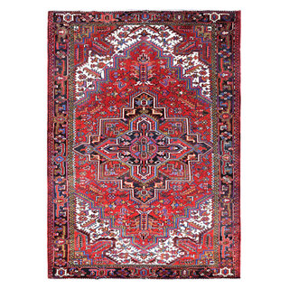 Sox Red Antique Zoroastrian Heris Wool Hand Knotted Oriental Rug 8' x ...