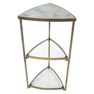 Accent Table 3-Tier Triangular Tiered Smooth Stone Antique ...
