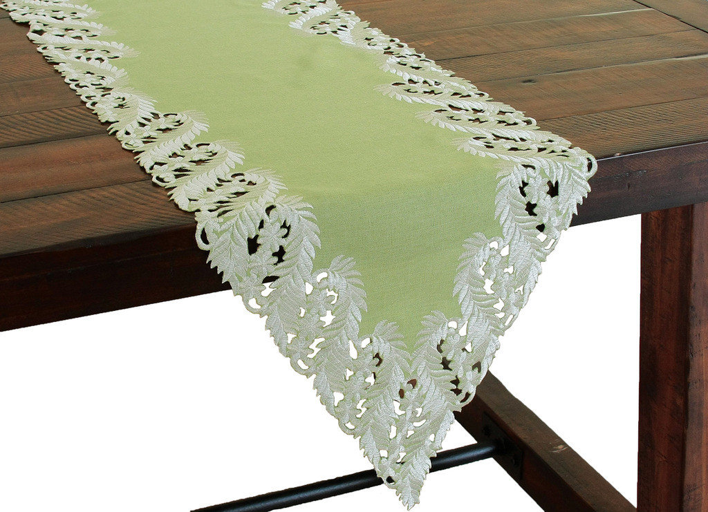Laurel Embroidered Cutwork Spring Table Runner, 15'x54" - Contemporary ...