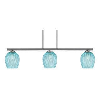 Atlas 3 Light Bar, Graphite Finish, 7.5 Turquoise Textured Glass ...