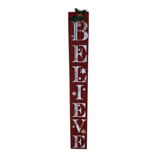 6"x48" Wooden Sign " BELIEVE " - Farmhouse - Outdoor Holiday ...