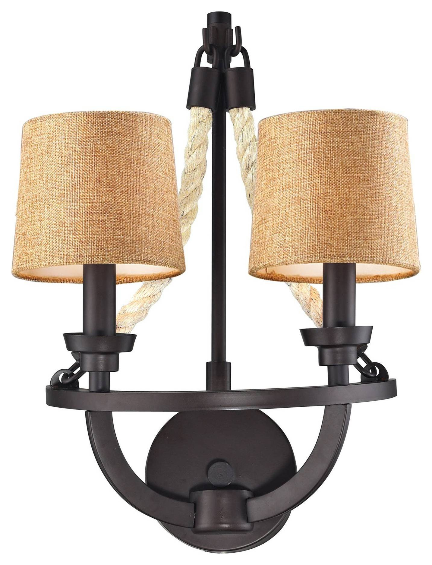 Elk Lighting 63010-2 Natural Rope 2-Light Wall Sconce - Beach Style ...