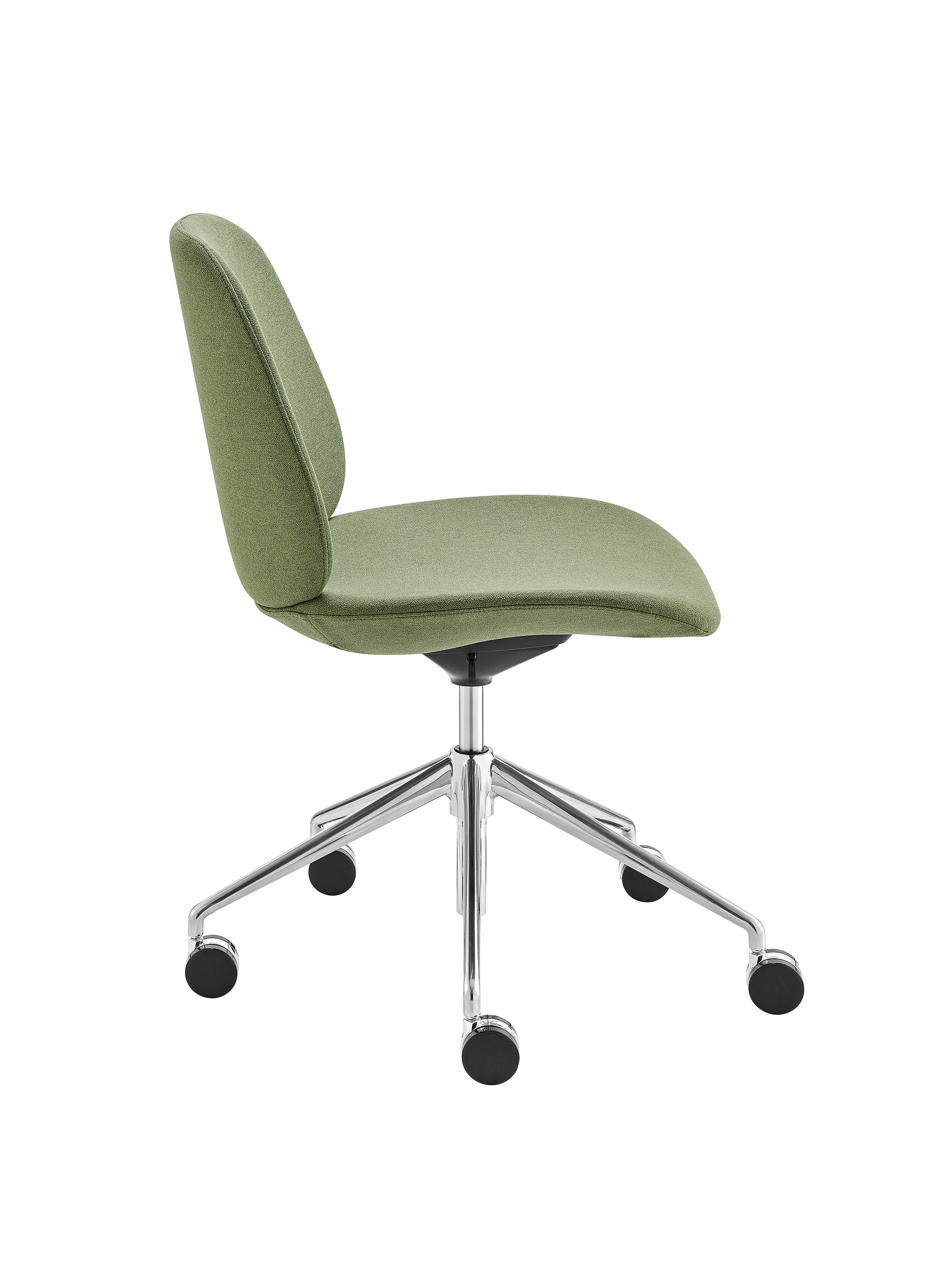 Lyle Office Chair Without Armrests, Green Fabric With Polished Aluminum ...