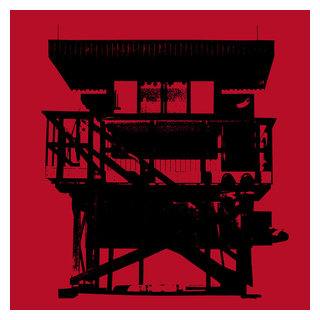 Lifeguard Station In South Beach Pop Art, 55x55 Rolled - Beach Style ...