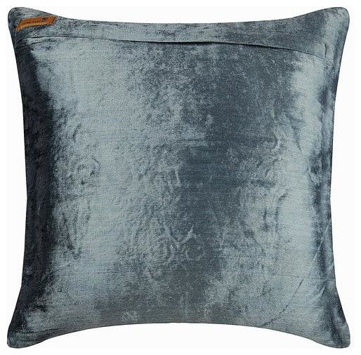 Faux Leather And Pearl Leaves Art Silk Silver Pillow Covers, Silver ...