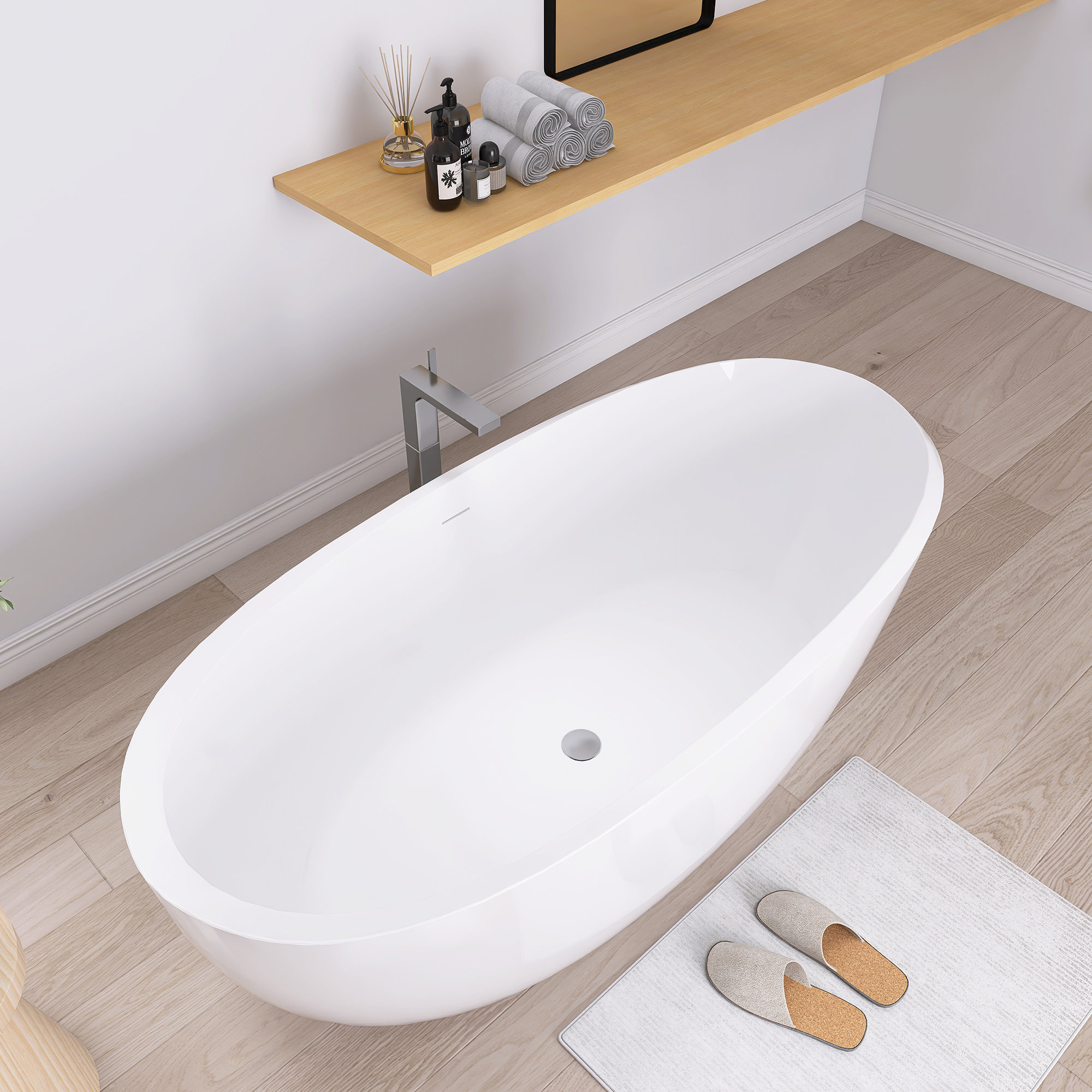 Acrylic Roll-Top Freestanding Flatbottom Soaking Bathtub - Contemporary ...