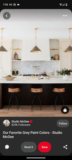 Cool countertops and warm cabinets