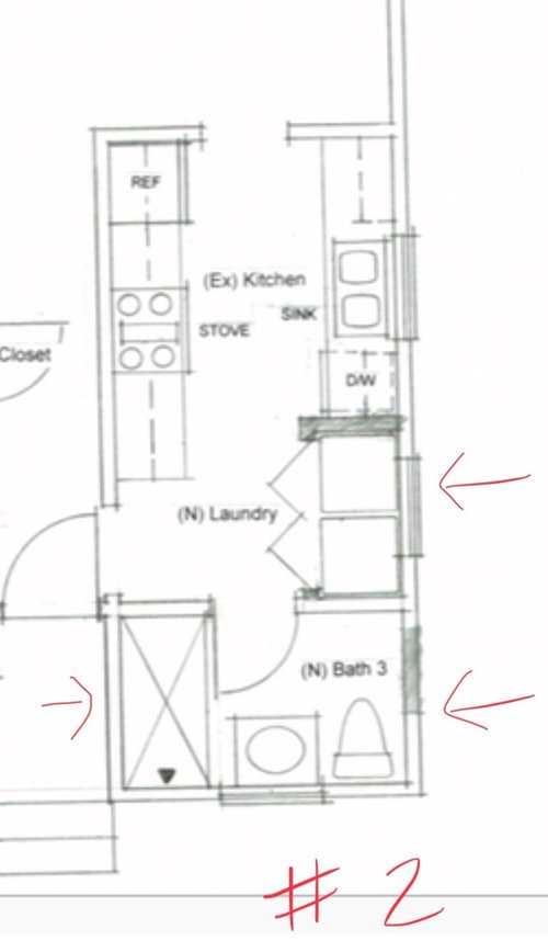 bathroom next to kitchen