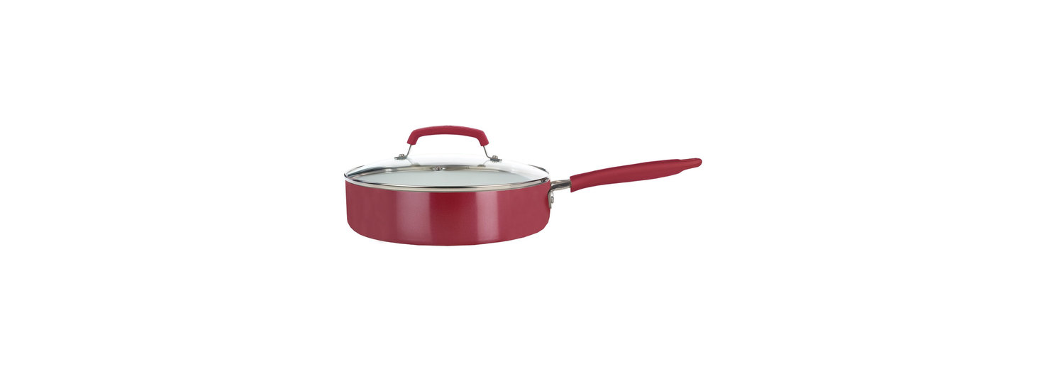 WearEver Pure Living Nonstick Ceramic 3.5 Quart Covered Red Skillet ...
