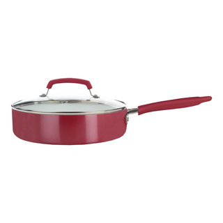 WearEver Pure Living Nonstick Ceramic 3.5 Quart Covered Red Skillet ...
