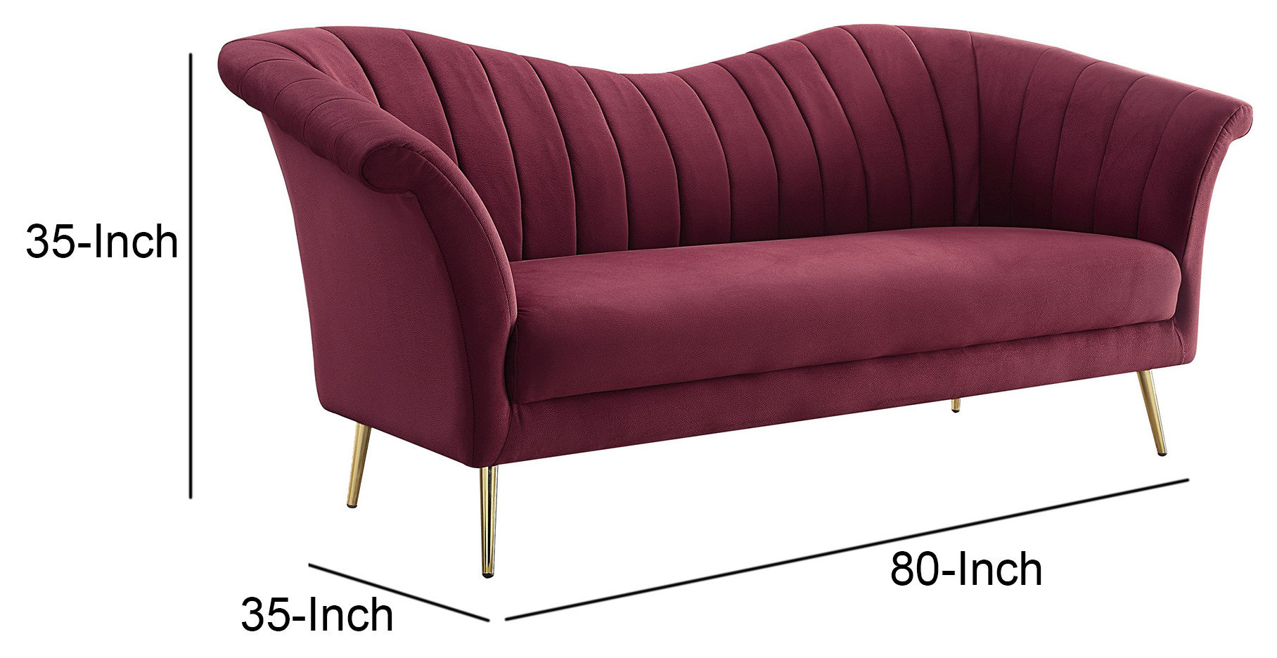 Benzara BM262230 Sofa With Arched Design/Vertical Channel Tufting ...