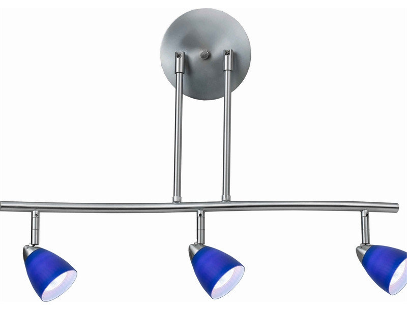 3 Light 120V Metal Track Light Fixture with Glass Shade in Silver and ...