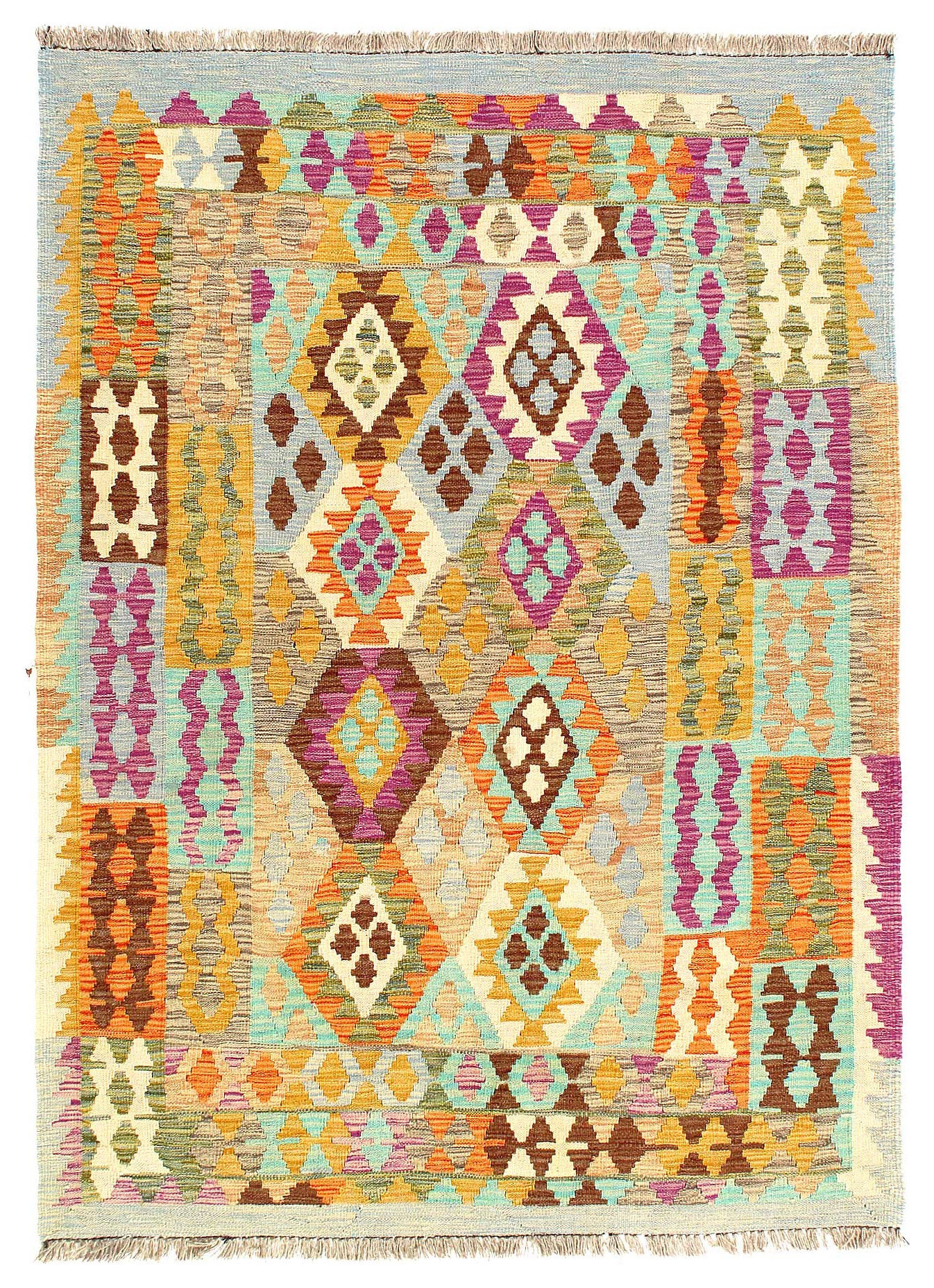 Kilim Handspun Flat Weave Wool Rug 4'3''x6' - Southwestern - Area Rugs ...