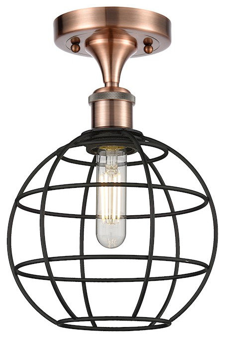 Innovations Ballston Lake Placid 1-Light 8" Semi-Flush, Copper/Black ...