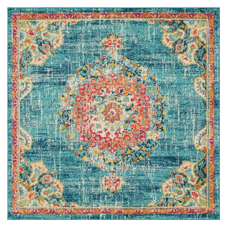 Traditional Penelope Lagoon Area Rug, 8' Square - Contemporary - Area ...
