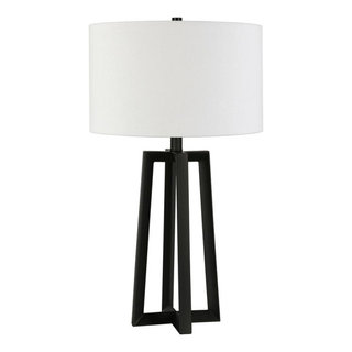 Helena 24.5 Tall Table Lamp with Fabric Shade in Blackened Bronze/White ...