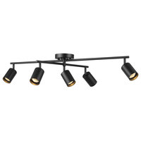 34" 5-Light Matte Black Track Lighting with Center Swivel Bar, Pivoting ...
