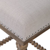 Luxe Retro Style Spindle Turned Leg Counter Stool | Plush Ivory Bar ...