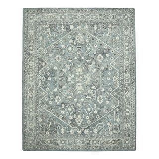 Vessa Jera Blue Tufted Wool Blend Area Rug, 9'x13' - Contemporary ...