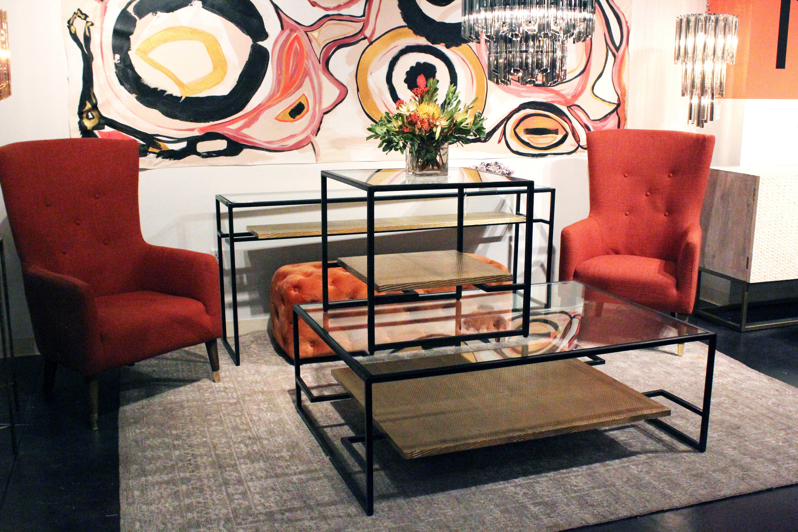 Milan Cooper Cocktail Table, Glass Top and Bronze Metal Cladded Shelf ...